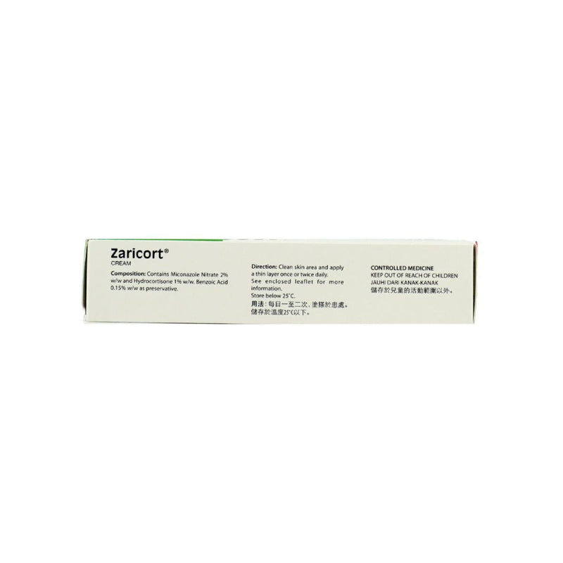 Zaricort (Miconazole/Hydrocortisone) 2/1% Cream 15g 1's – Glovida Pharmacy
